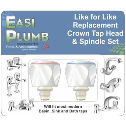 EP PAIR OF REPLACEMENT CROWN TAP HEADS & SPINDLES ONLY | agridirect.co.uk